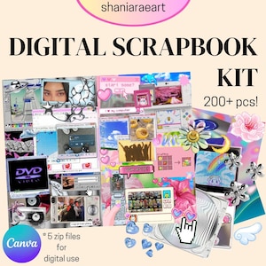 Y2K Digital Scrapbook Kit: 233 Pngs for Canva (digital Use Only) - Etsy