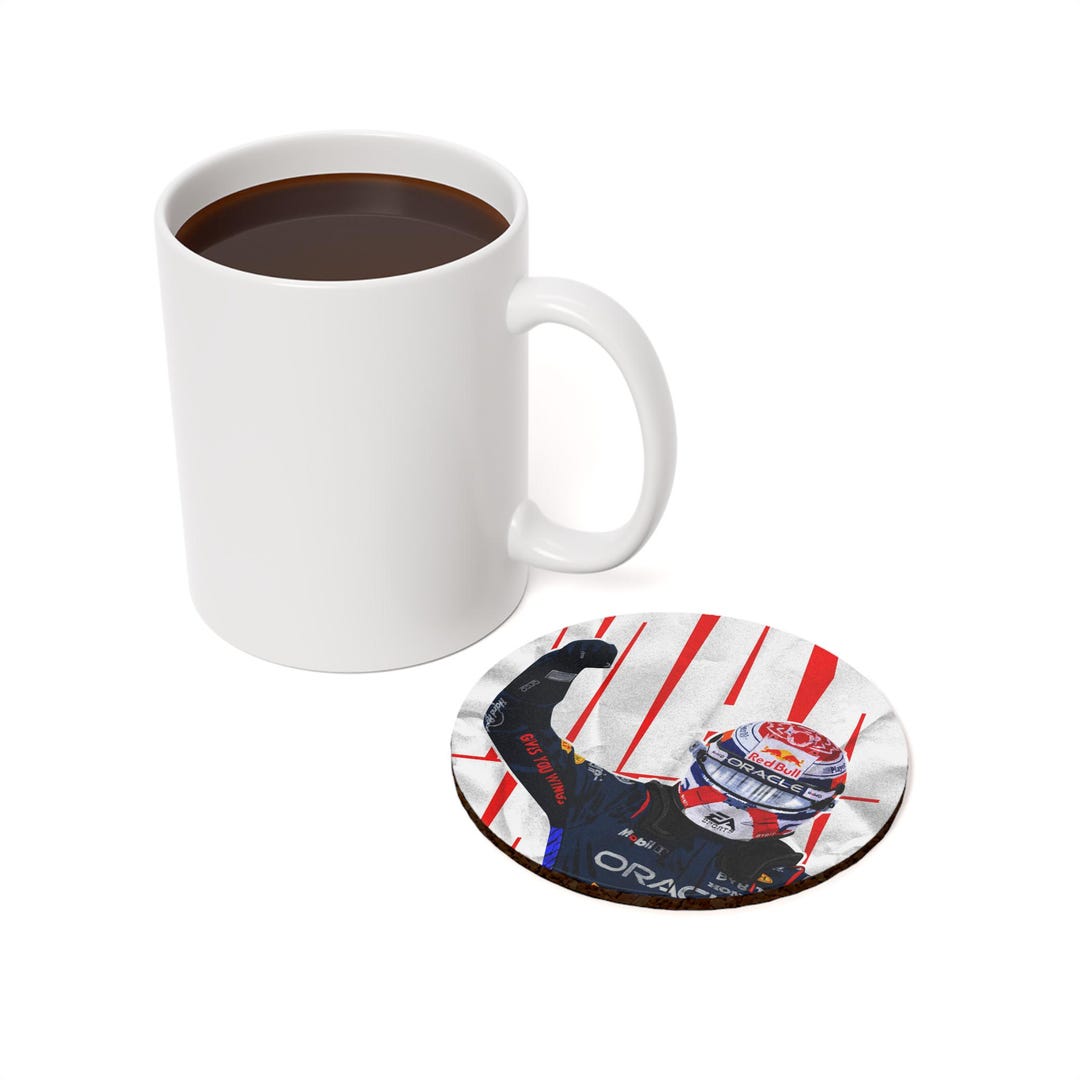 Max Verstappen F1 Coaster Red Bull Racing Inspired Round Cork Drink Mat ...