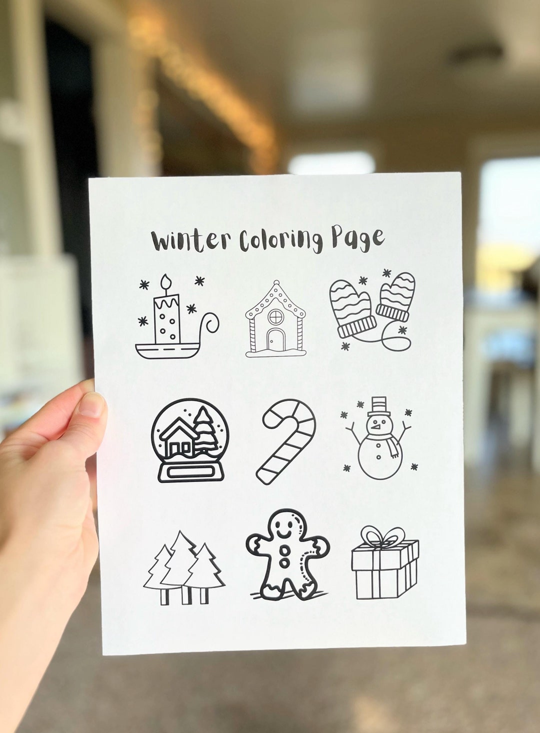 Winter Art, Kids Coloring Page, PDF Coloring Page - Etsy