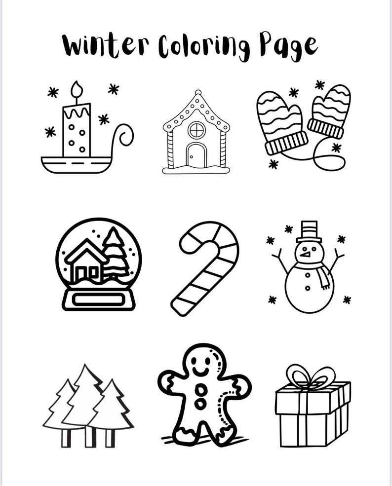 Winter Art, Kids Coloring Page, PDF Coloring Page - Etsy