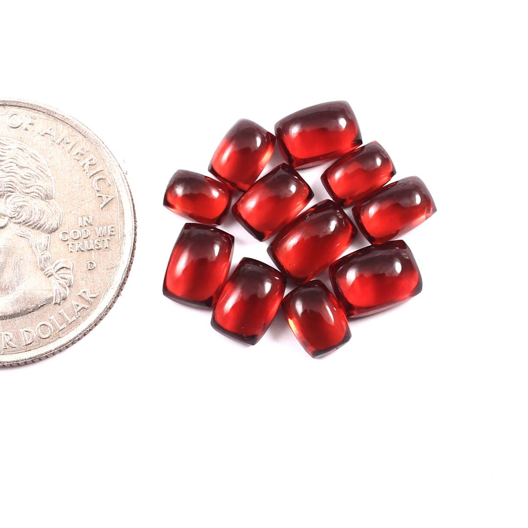 Natural Red Garnet Rectangle Shape Gemstone Lot 11 Pc Cabochon | 8x6-6 ...