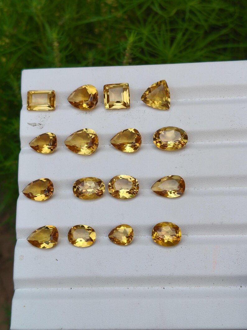 Golden Citrine Natural Mixed Shape Cabochons | 16 Pc Lot Faceted Loose ...