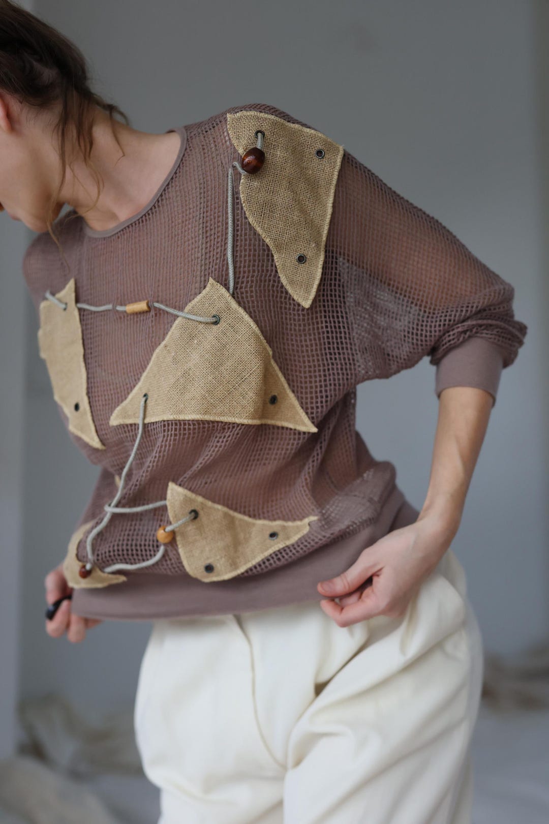 Vintage Sheer Brown Beige Mesh Avant Garde Blouse Top - Etsy