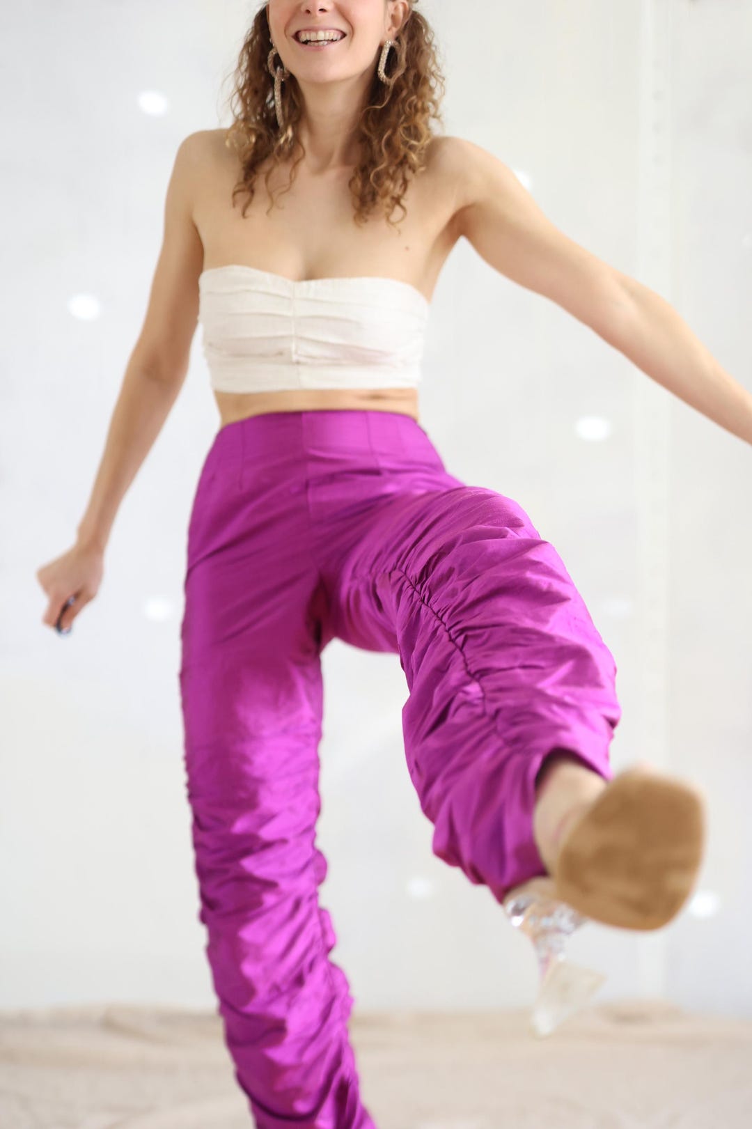Vintage Pink Silk High Waist Draped Leg Unusual Trousers Pants - Etsy