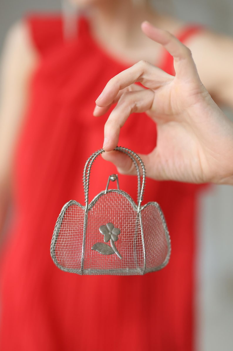 Antique Metal Wire Mesh Tiny Miniature Bag Decor - Etsy