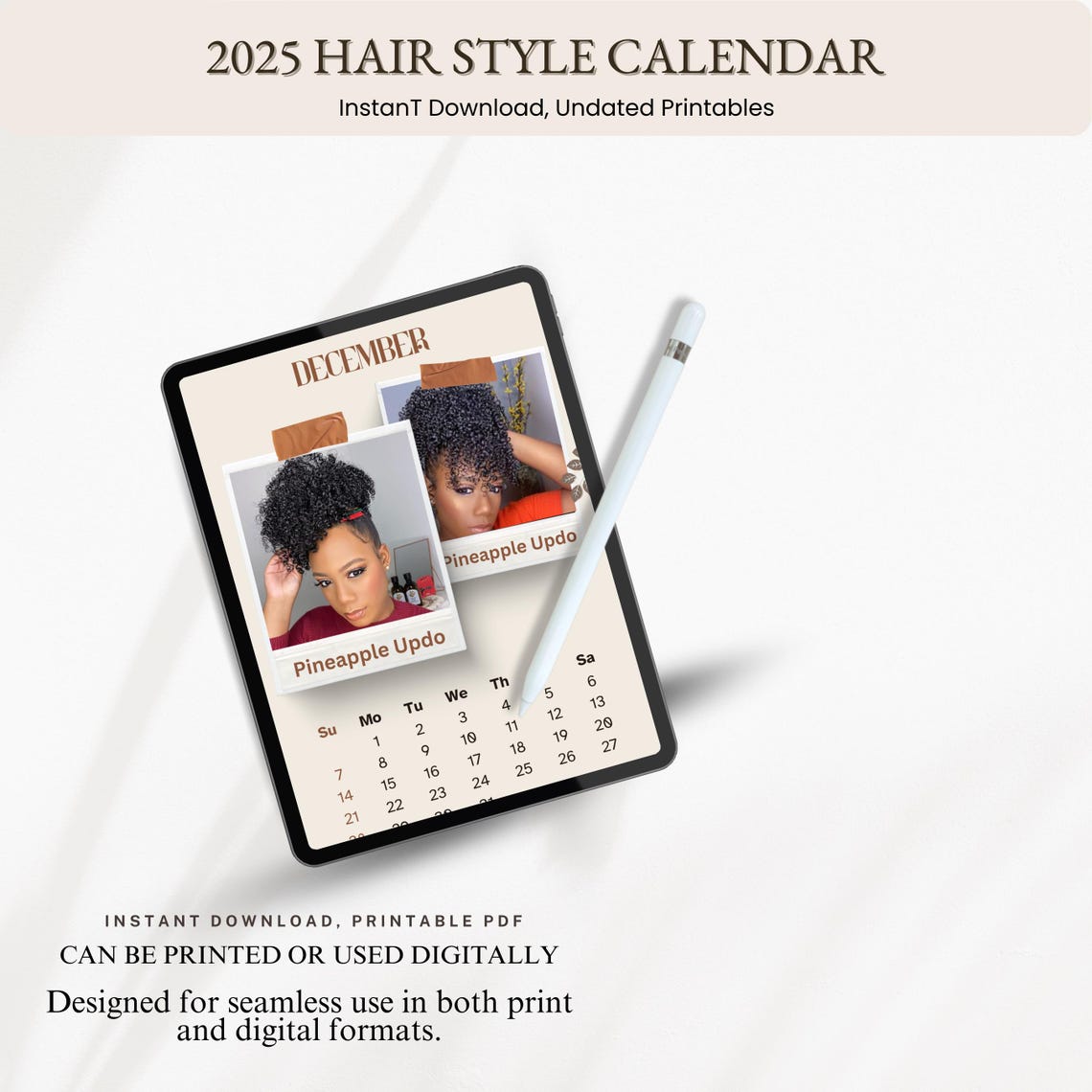 2025 Hairstyle Calendar, Hair Inspiration Planner, Wall Calendar, Hair ...