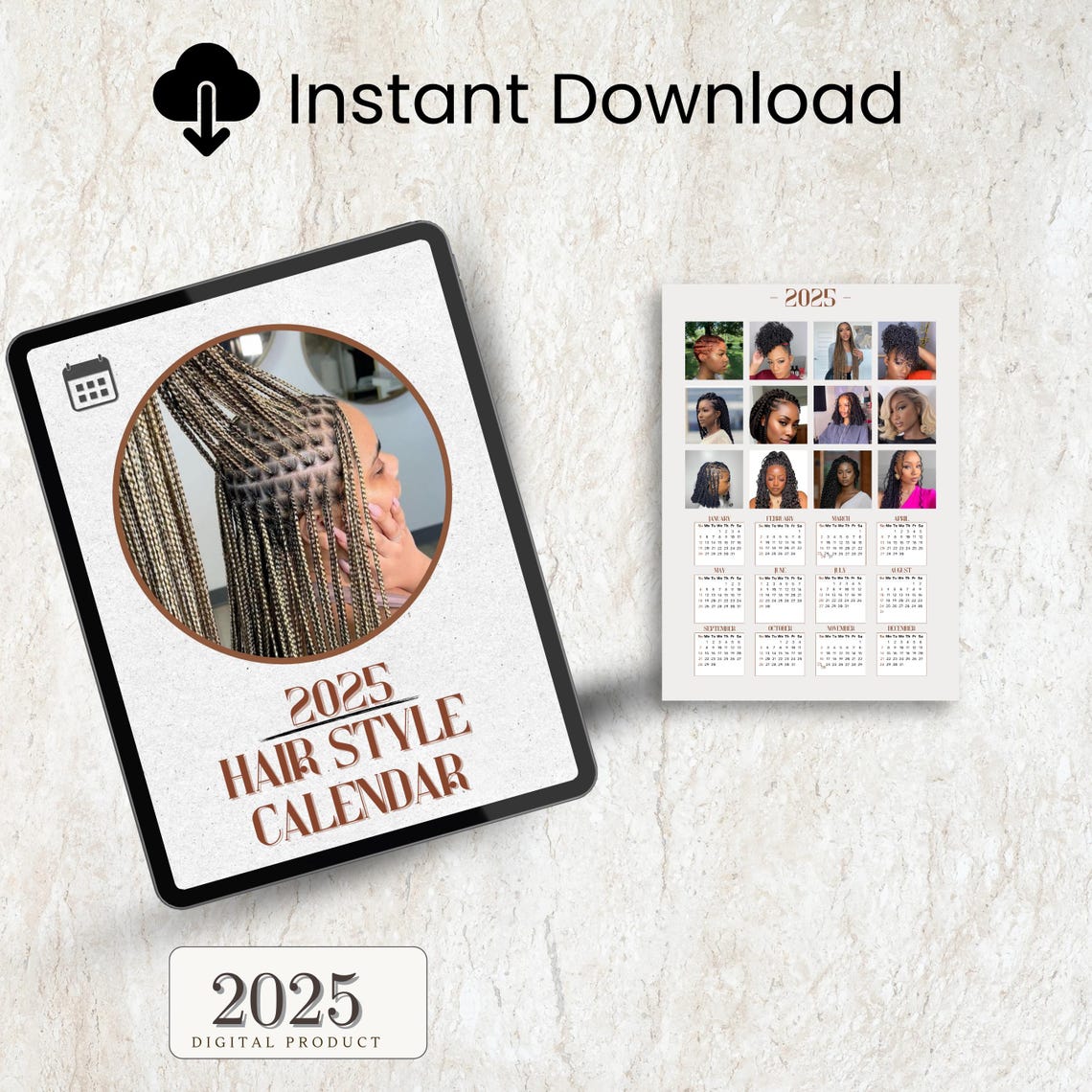 2025 Hairstyle Calendar, Hair Inspiration Planner, Wall Calendar, Hair ...