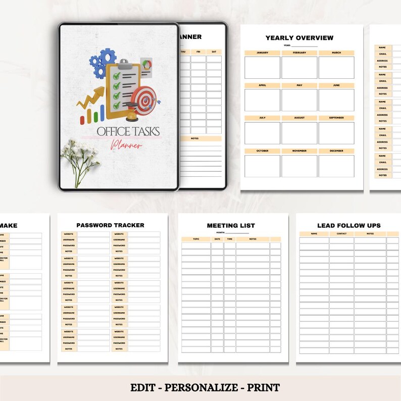 Minimalist Office Tasks Planner, Weekly Planner, Work Organizer, Desk ...