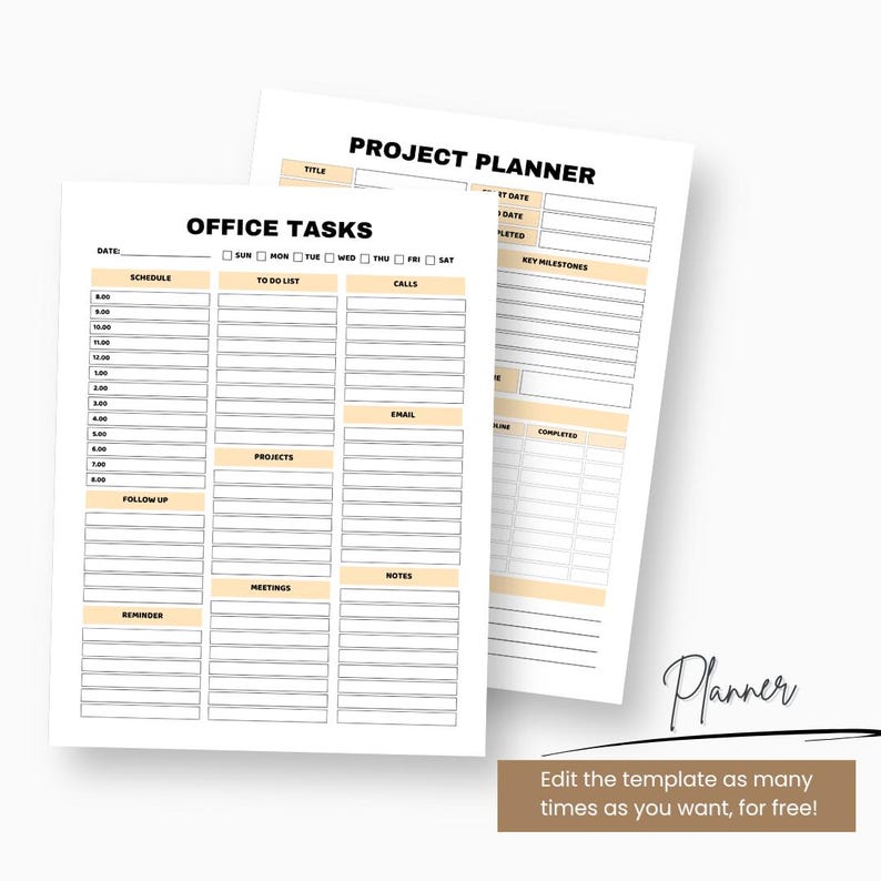 Minimalist Office Tasks Planner, Weekly Planner, Work Organizer, Desk ...