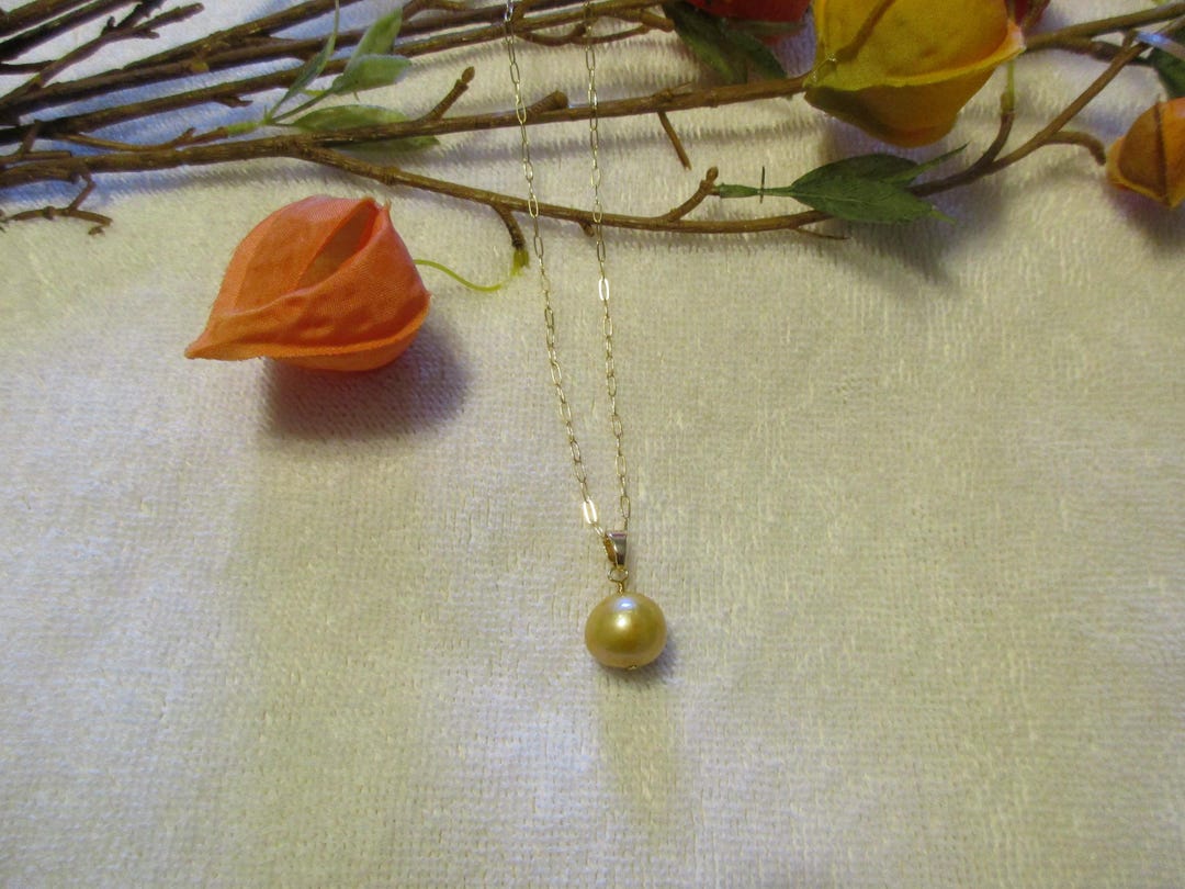 Edison Pearl Necklace, Golden Edison Pearl Necklace, Gold Filled ...