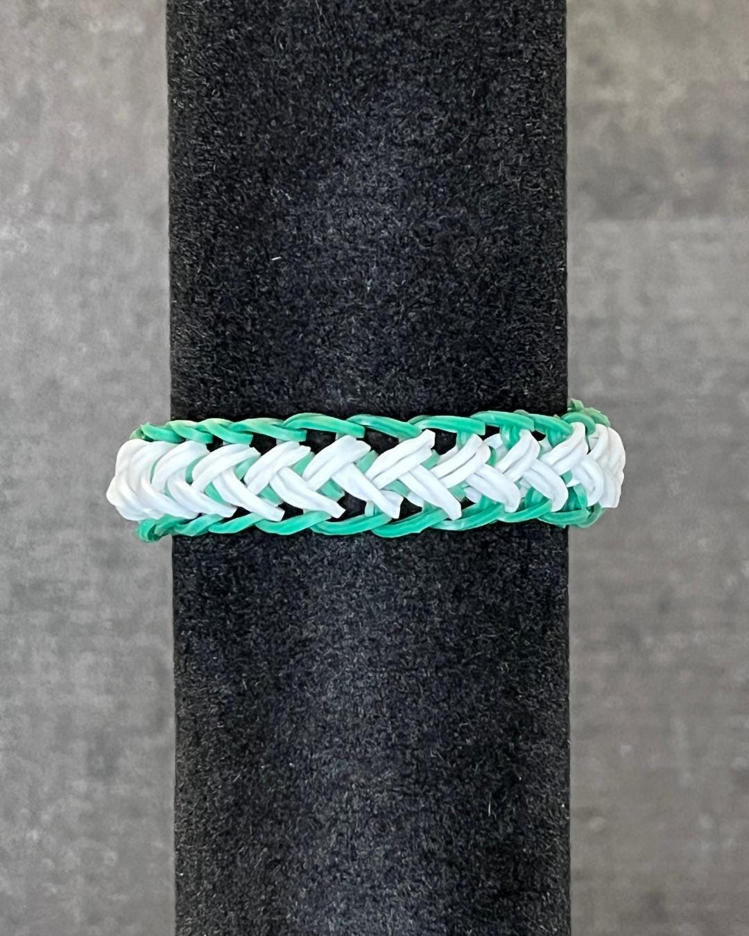 Mermaid Braid Loom Bracelet - Dark Green & White - Etsy