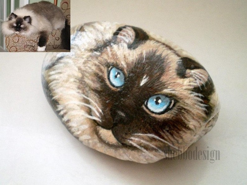 Custom Pet Portrait Pet Paintings on Rocks Hand Painted Pet | Etsy