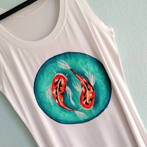 Koi Fishes Tank Top, Hand Painted Tshirt, Nautical Style Top ...