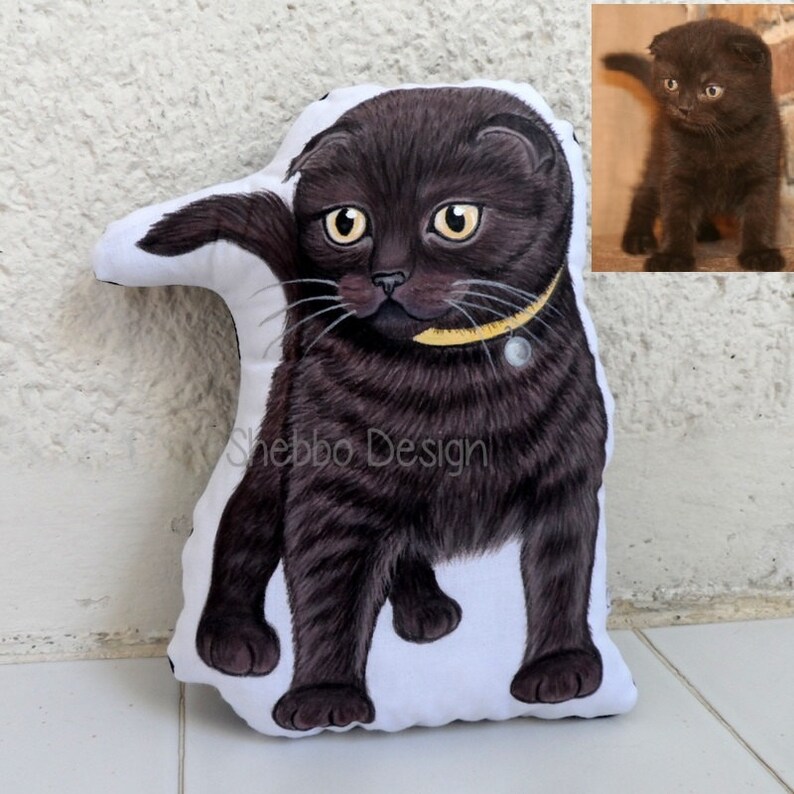 Custom Pet Pillow Black Cat Pillow Whole Body XL Pet | Etsy