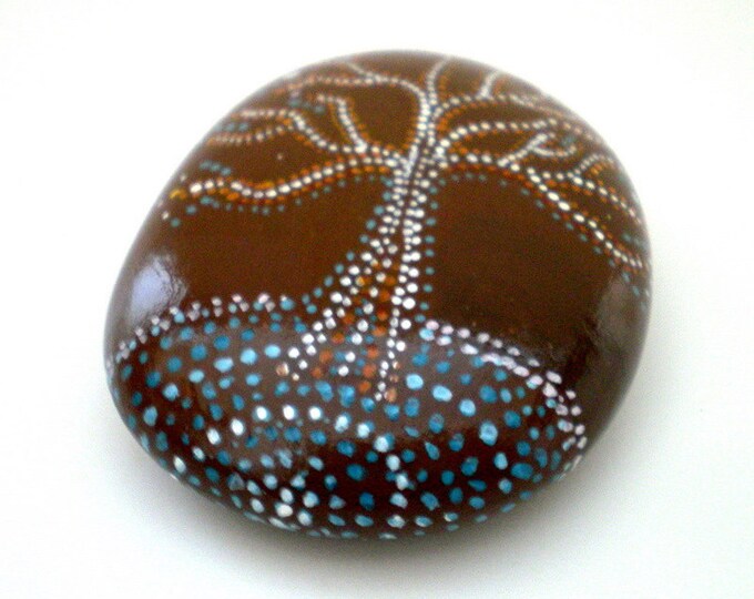 Autumn Tree Hand Paint Stone Home Decor Paperweight - Etsy