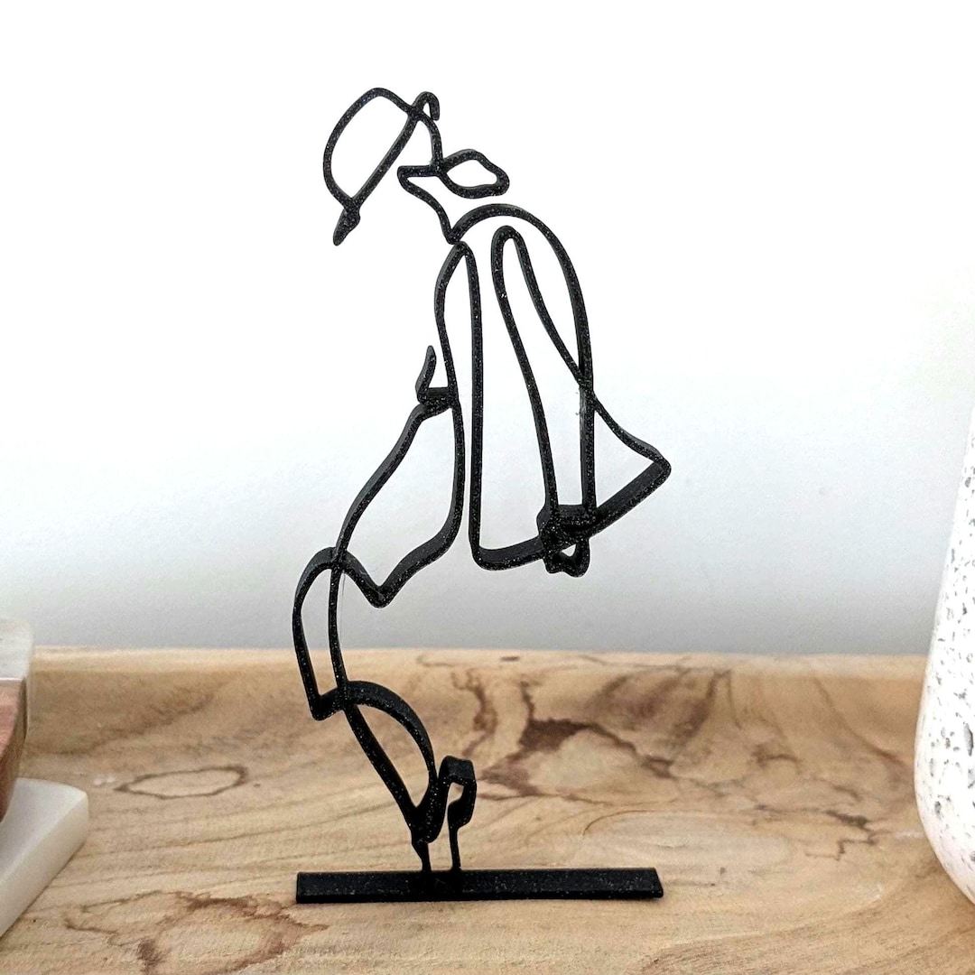 Michael Jackson Minimal Line Art Figurine Sculpture 3D Home Decor Gift ...