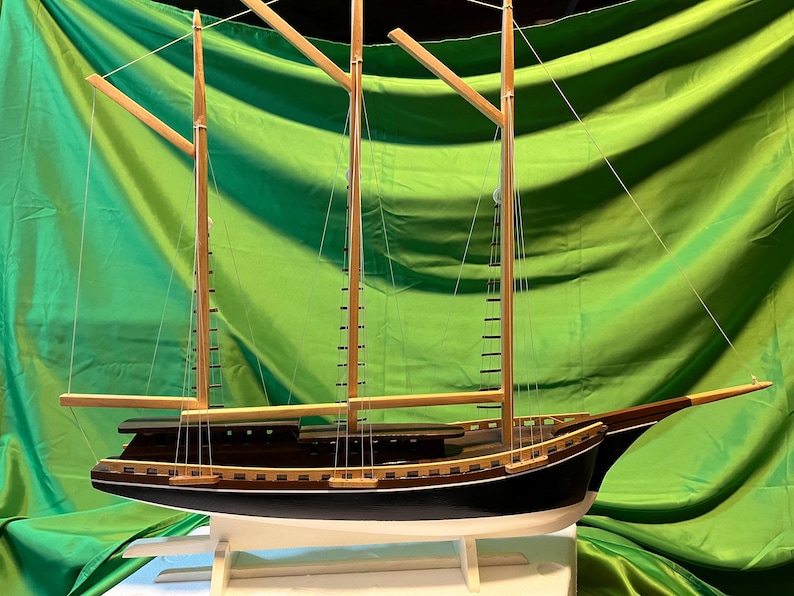 Handcrafted Miniature Ship Model Decorated With Wooden Details for Home ...