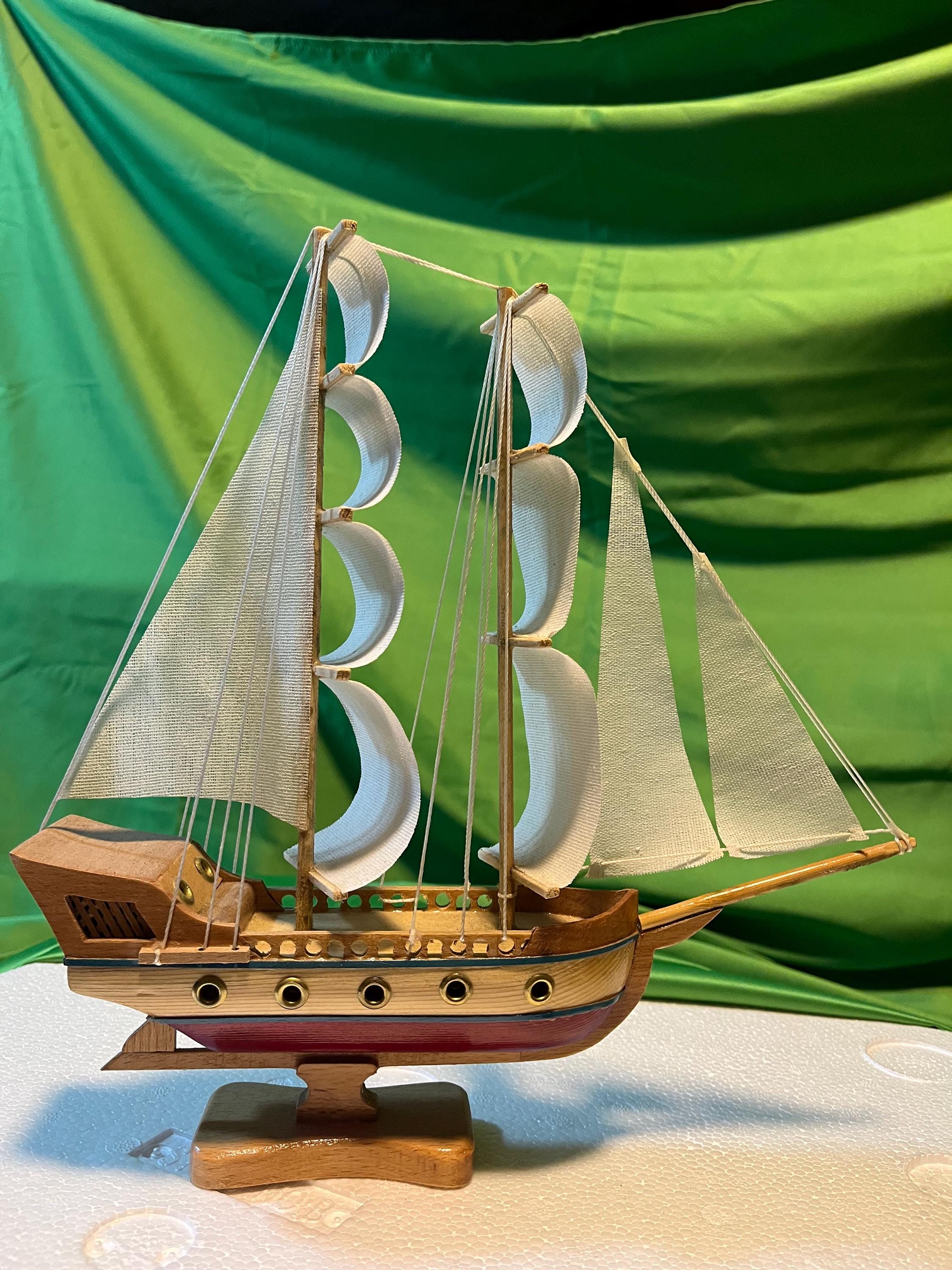 Handcrafted Miniature Ship Model Decorated With Wooden Details for Home ...
