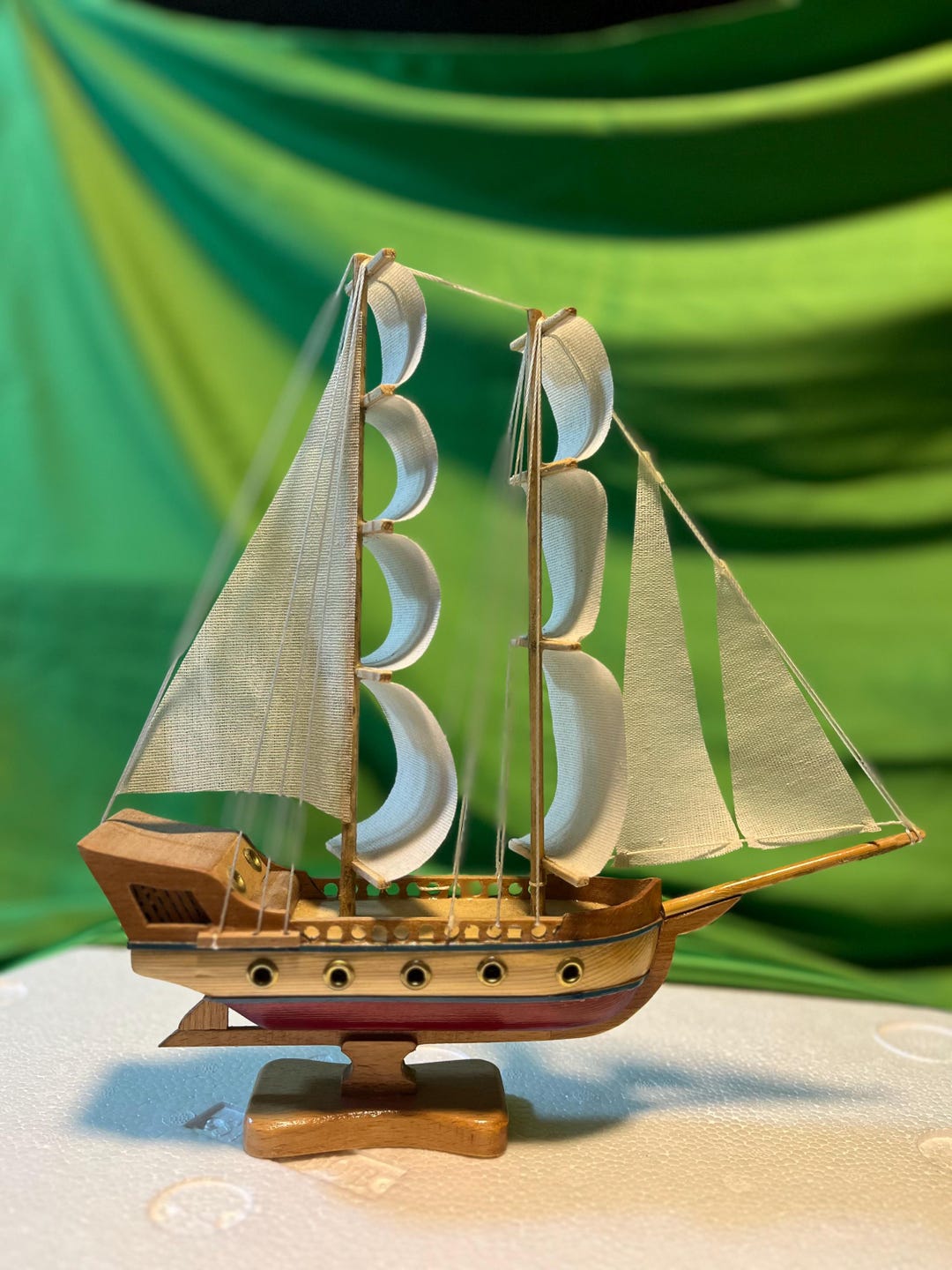 Handcrafted Miniature Ship Model Decorated With Wooden Details for Home ...