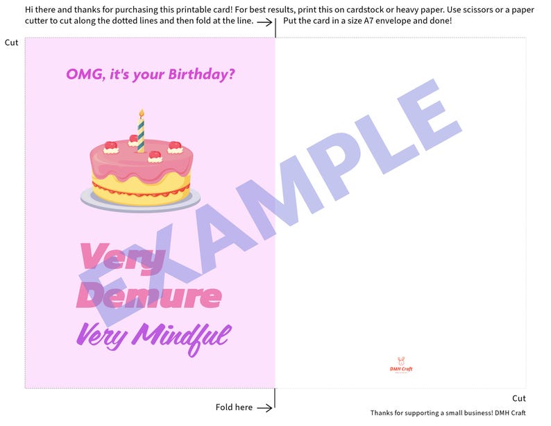 Mindful Birthday Card: Demure Teen Gift (printable) - Etsy