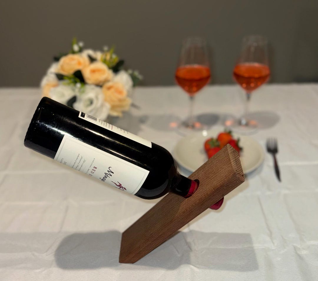 Floating / Gravity Wine Bottle Holder, Wine Lover's Gift, Beech Wood ...