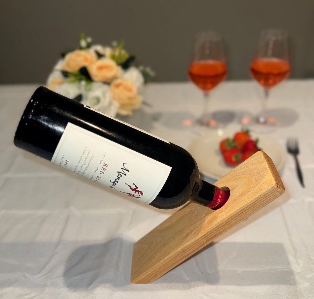 Floating / Gravity Wine Bottle Holder, Wine Lover's Gift, Ash Wood ...