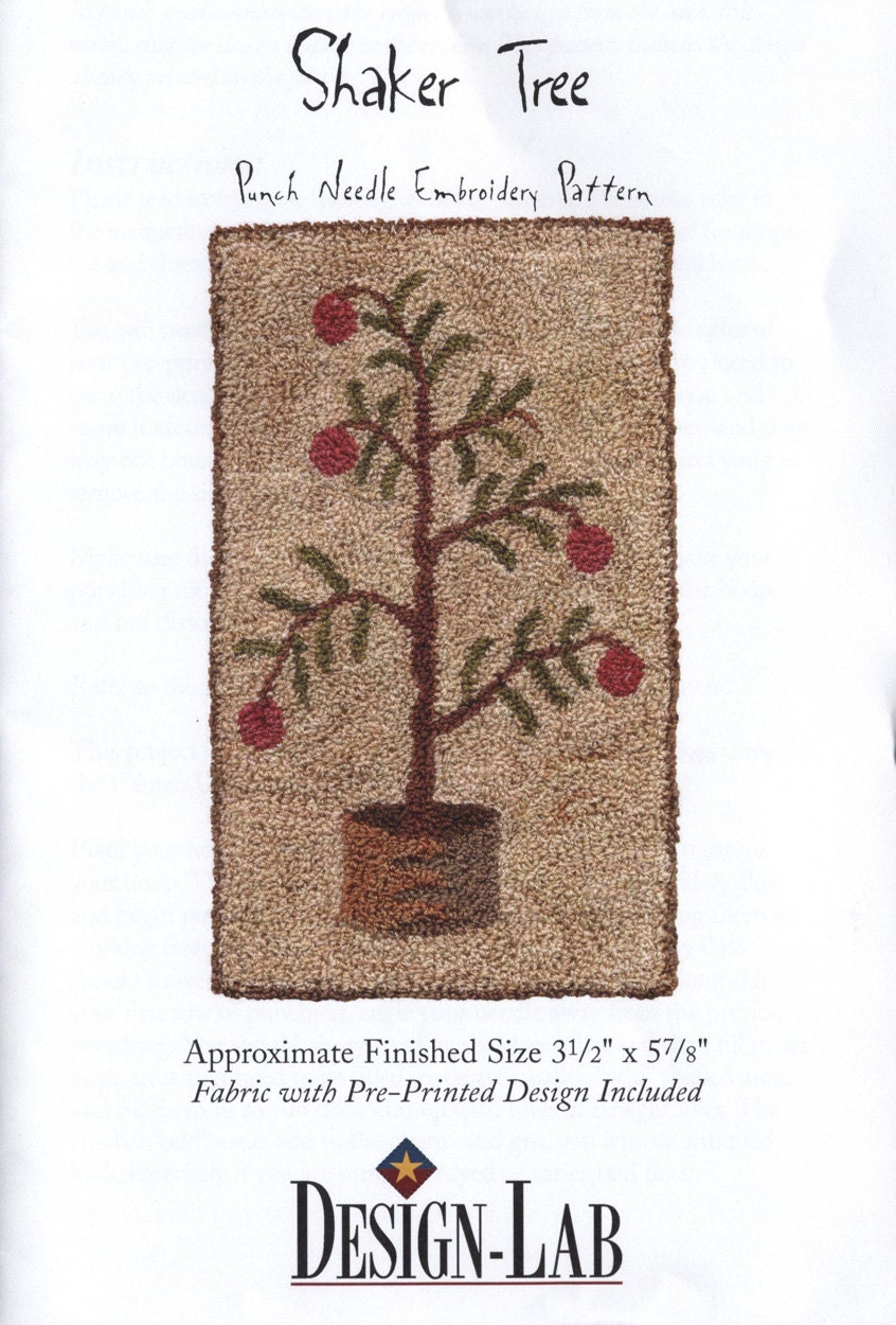 Shaker Tree - Pattern for Punch Needle Embroidery - Etsy