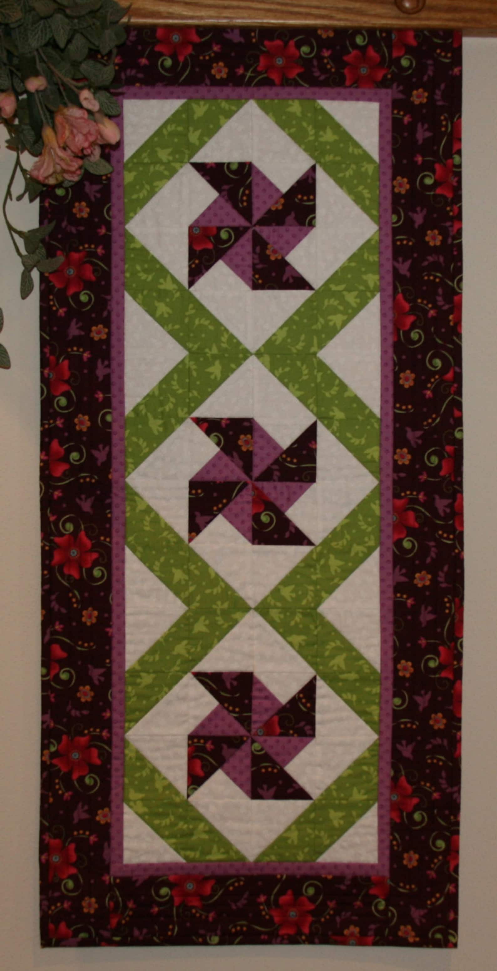 Pinwheel Spin Runner Kit and Pattern - Pieced and Quilted Table Runner ...