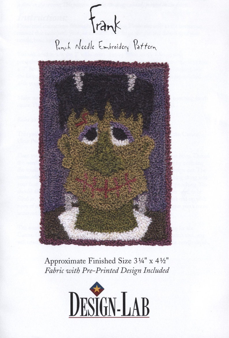 Frank - Pattern for Punch Needle Embroidery - Etsy