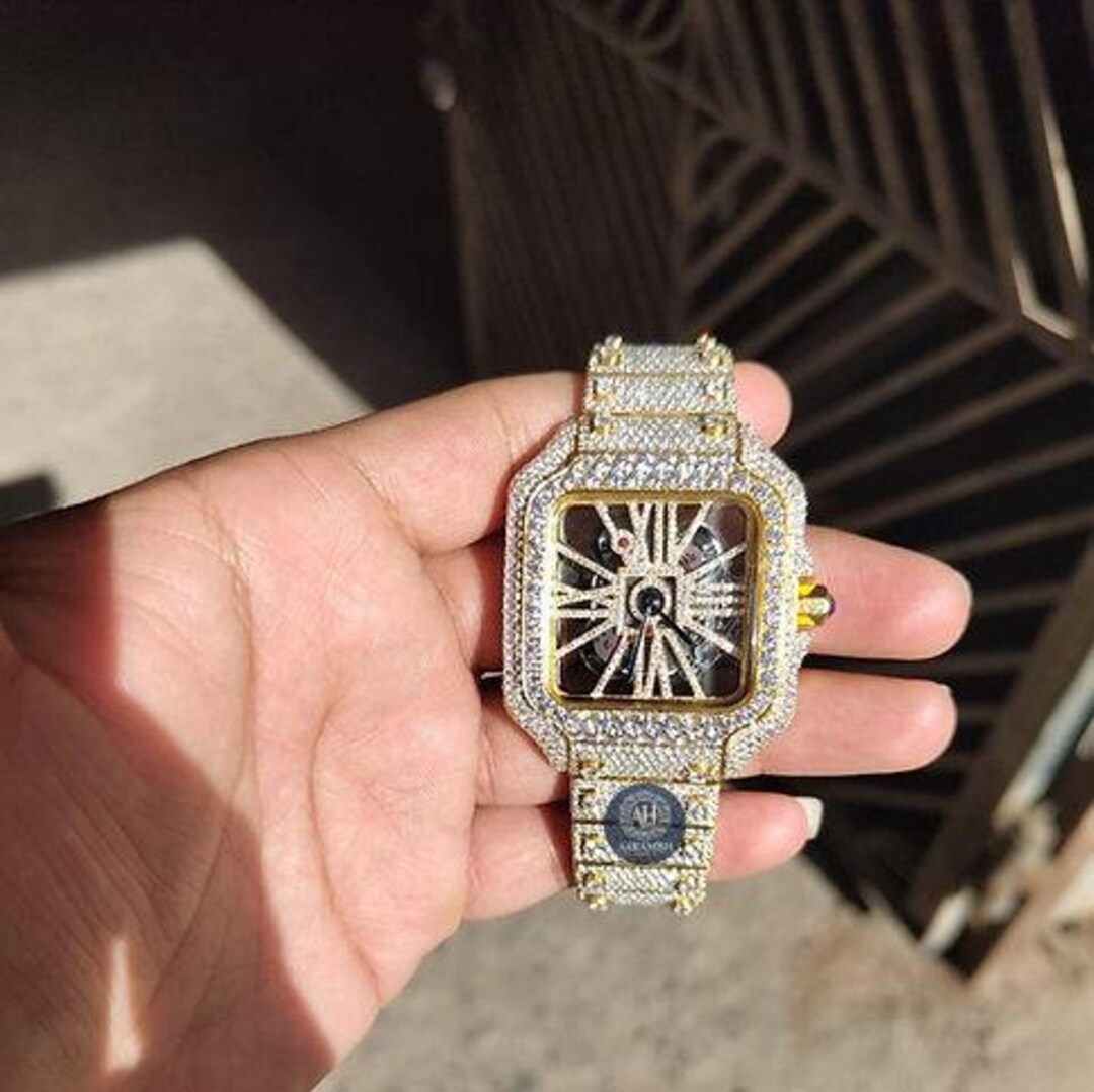 Fully Iced Out VVS Skeleton Moissanite Watch - Etsy