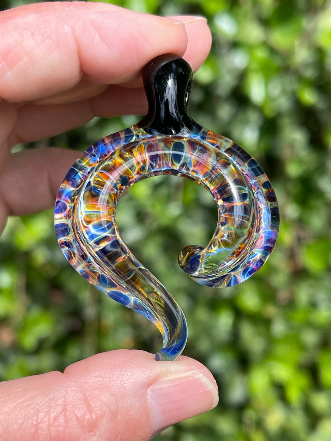 Curvy Isis, Pyrex Glass Necklace Pendant With Black Loop. All of My ...
