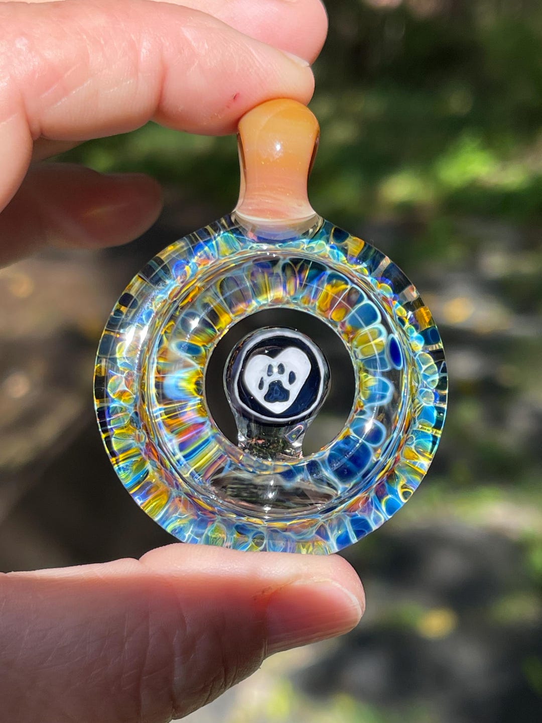 Dog Paw Print Pyrex Glass Necklace Pendant. Handmade by Me, in ...