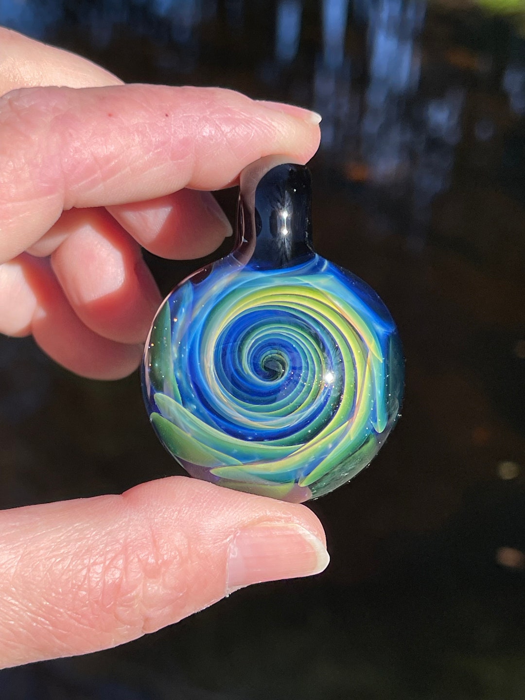 Silver and Gold Fumed Implosion....glass Necklace Pendant - Etsy