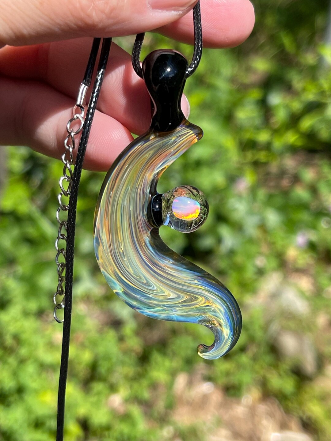 Sculptural Glass Necklace Pendant With Gilson Opal. All of My Pendants ...