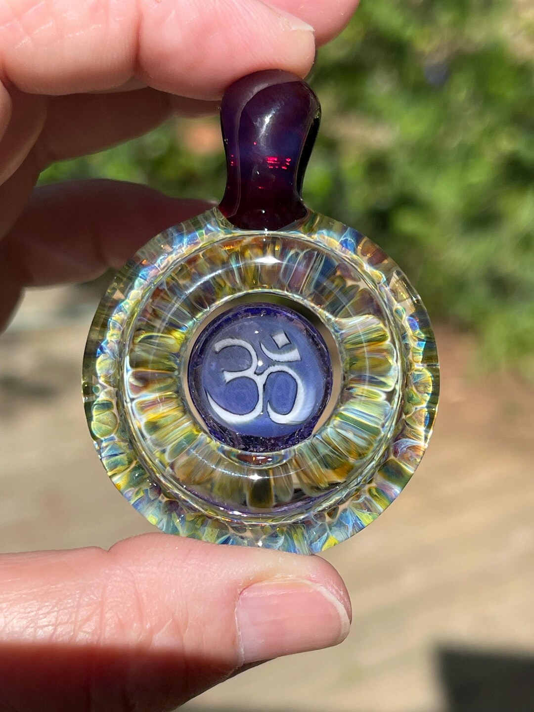 Glass Om Symbol Necklace Pendant. Pyrex. Handmade in Asheville NC by Me ...