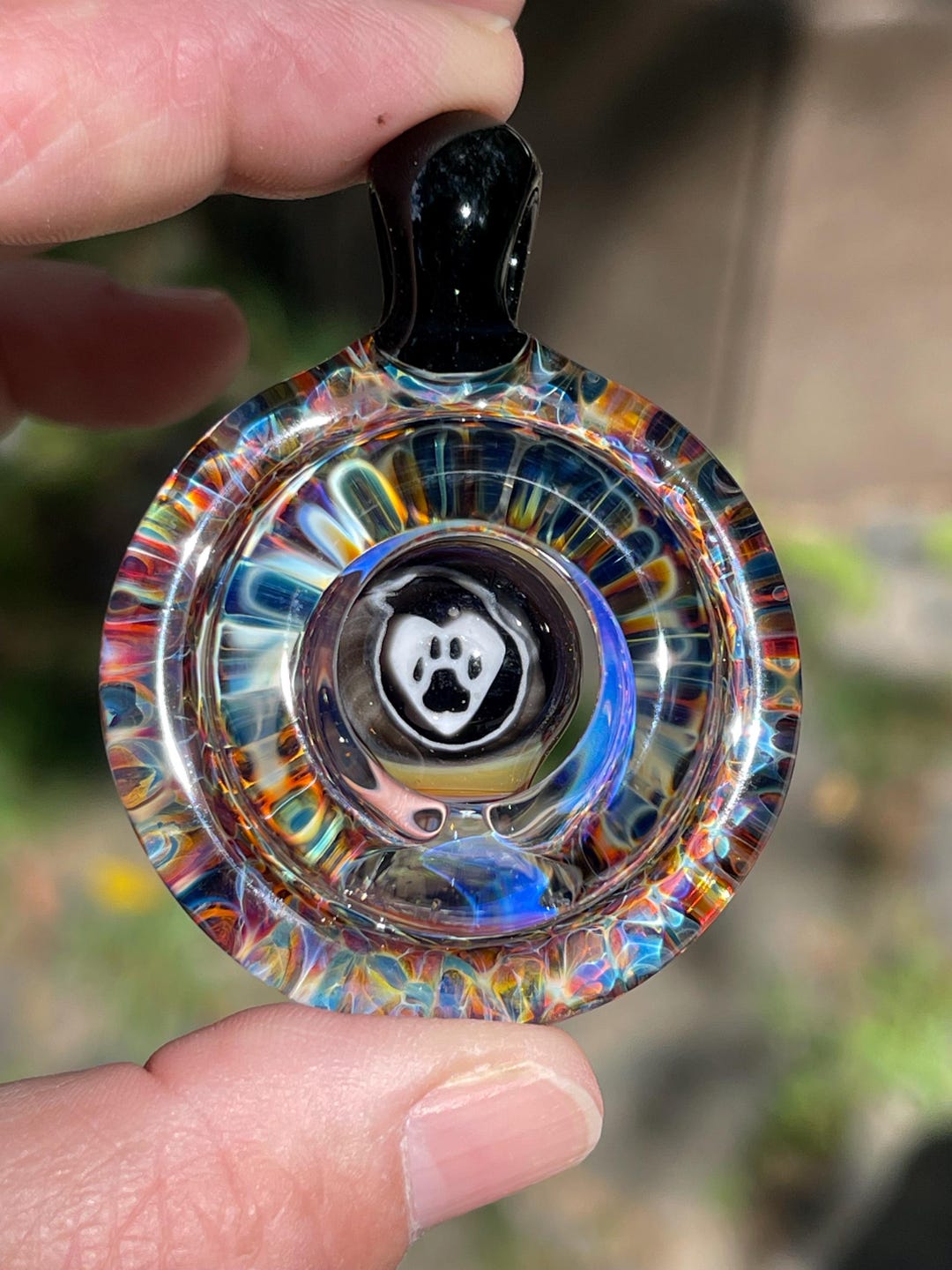 Dog Paw Print Pyrex Glass Necklace Pendant. Handmade by Me, in ...