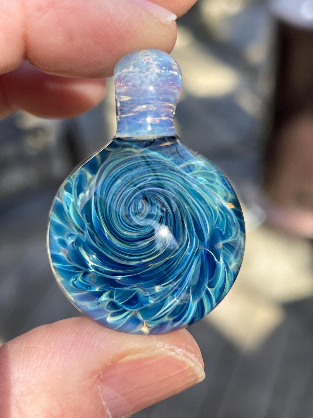 Blue Hurricane, Pyrex Glass Necklace, Handmade in Asheville NC. - Etsy