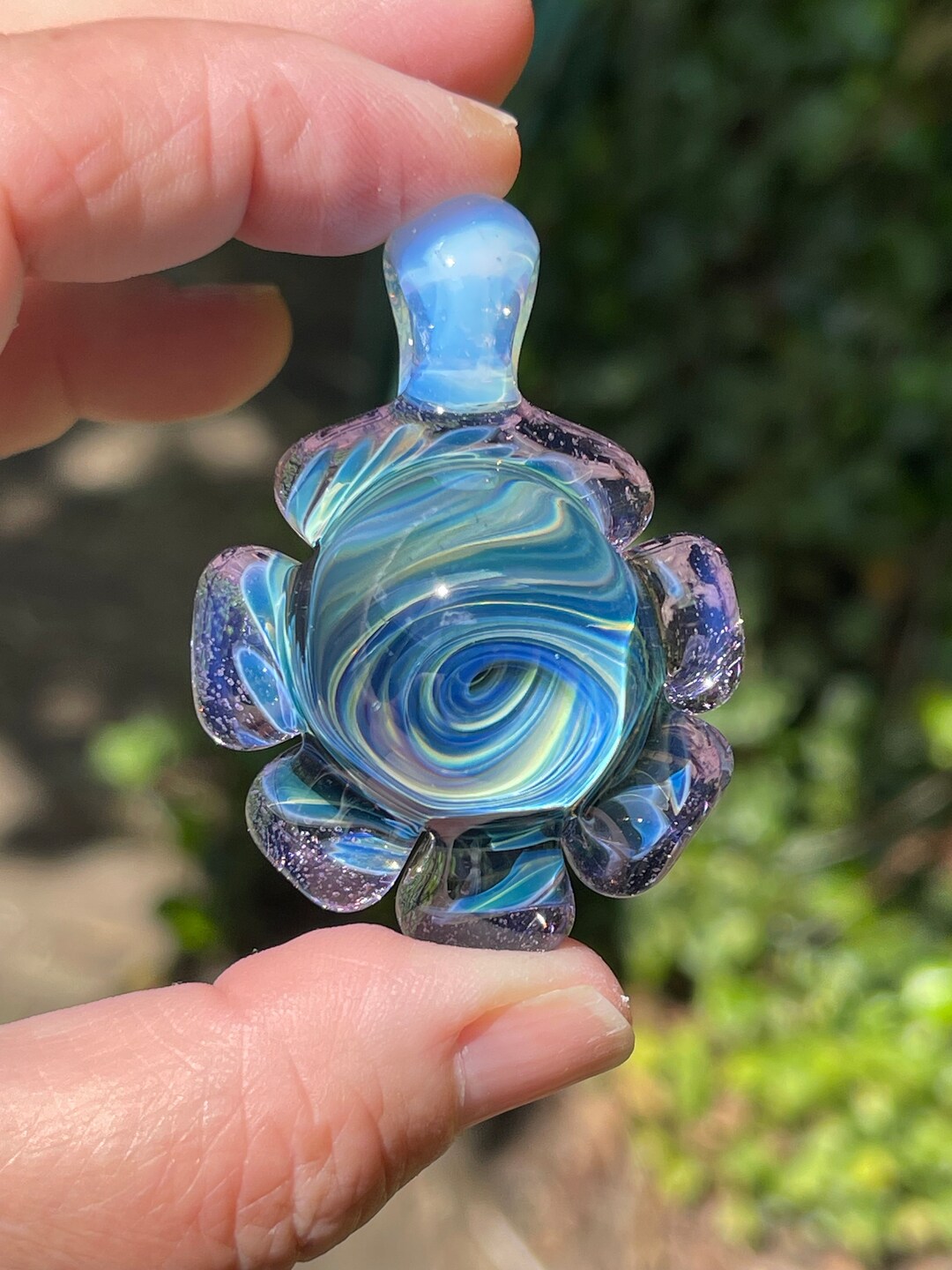 Spiral Cut Medallion, Pyrex Glass Necklace Pendant, Optical Illusion ...