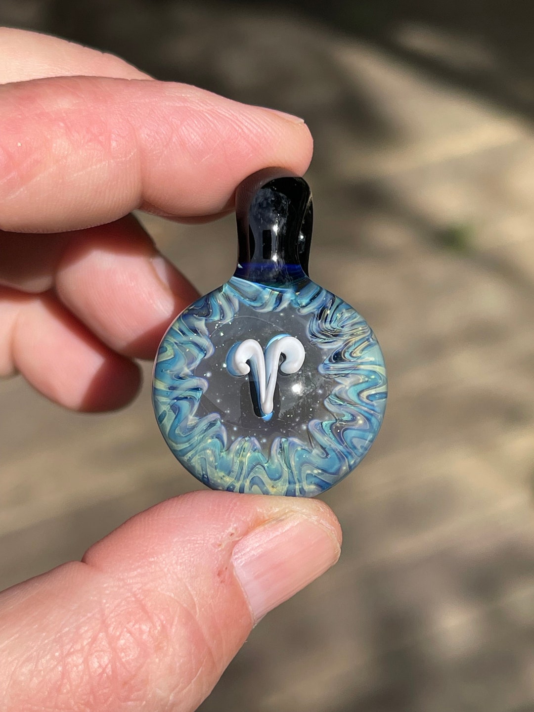 Aries Symbol Small Pyrex Glass Necklace Pendant - Etsy