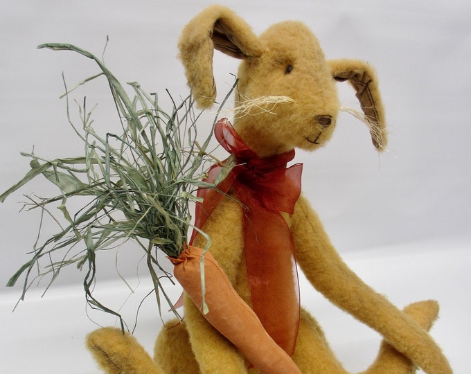 Primitive Felt Easter Bunny Spring Rabbit With Carrot - Etsy