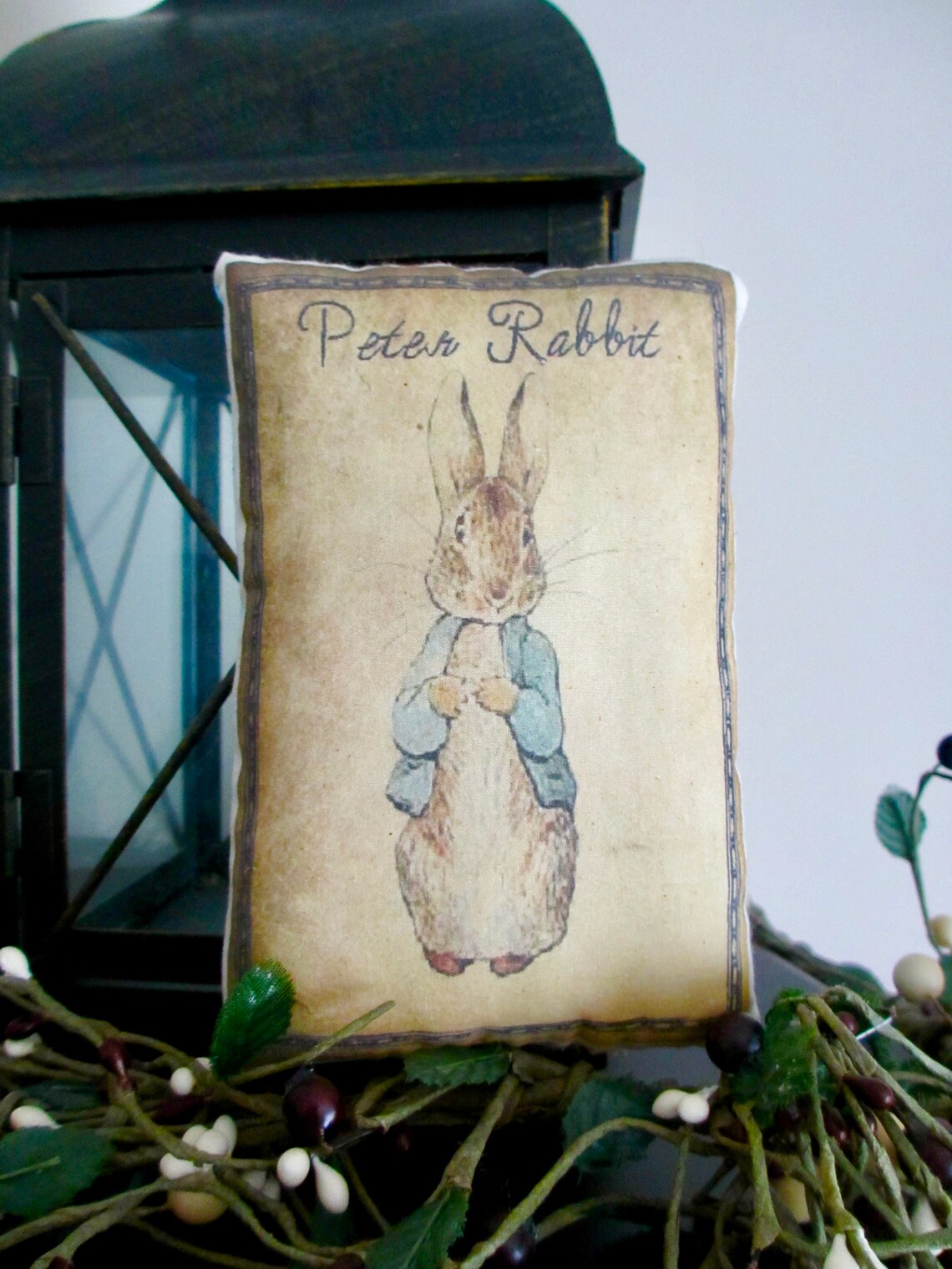 Beatrix Potter Nursery Decor | Rustic Mini Pillow | Easter Tiered Tray ...