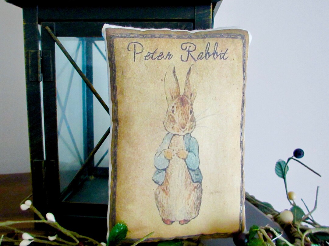 Beatrix Potter Nursery Decor | Rustic Mini Pillow | Easter Tiered Tray ...