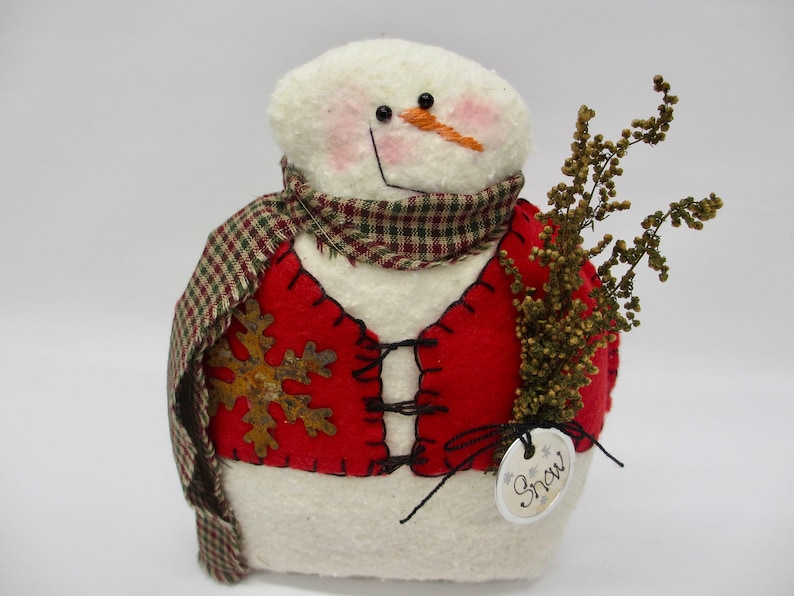 Handmade Primitive Snowman Vested Snowman Fabric snowman | Etsy