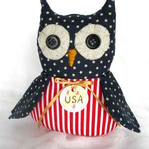 Prim Owl Decor | Patriotic Hoot Owl | 4th of July Decor | Red White ...