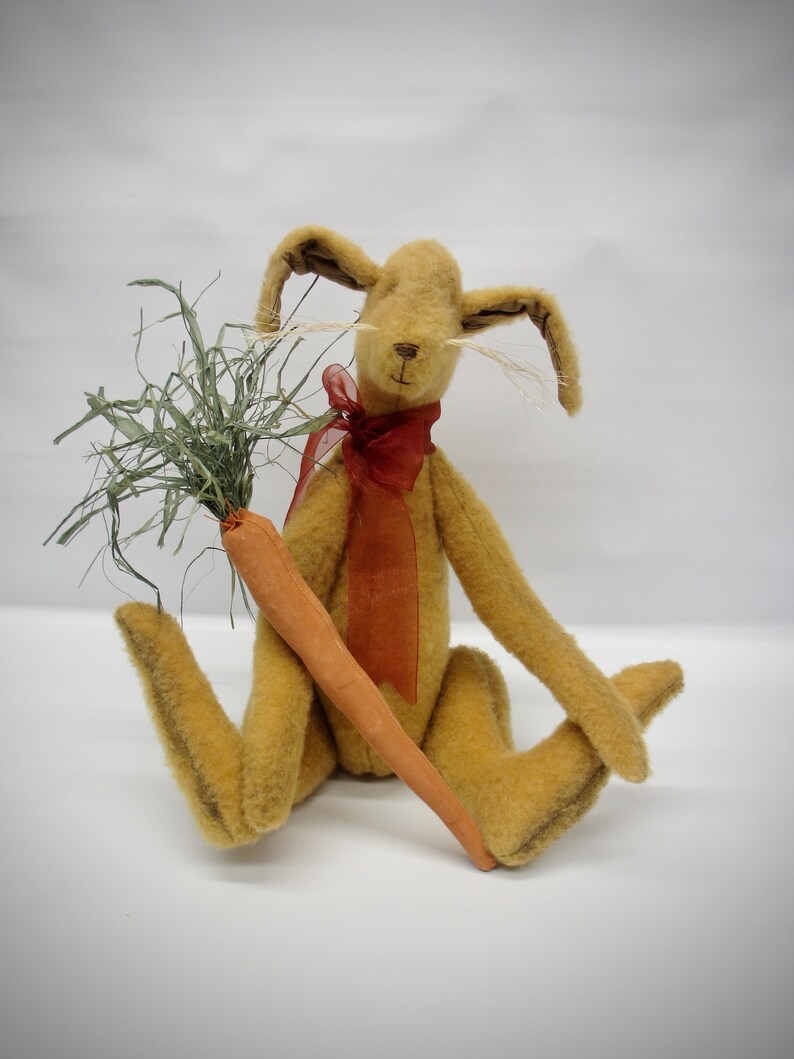 Primitive Bunny With Carrot | Rabbit Decoration | Rustic Bunny Decor ...