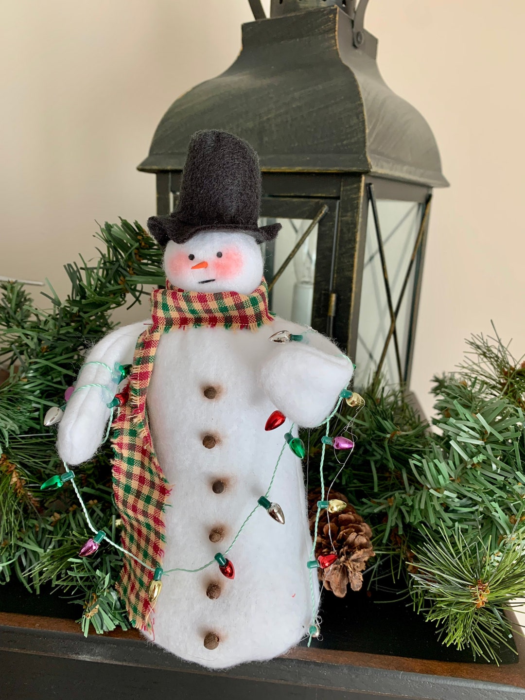 Christmas Snowman With String Lights | Cute Holiday Snowman | Country ...