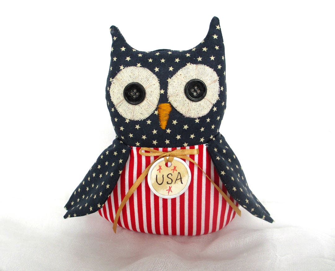 Prim Owl Decor | Patriotic Hoot Owl | 4th of July Decor | Red White ...