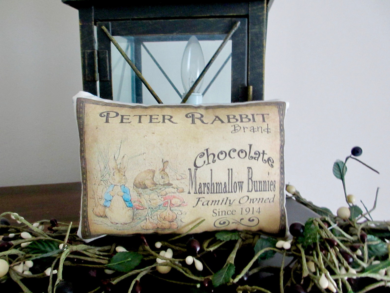 Beatrix Potter Nursery Decor | Rustic Mini Pillow | Easter Tiered Tray ...
