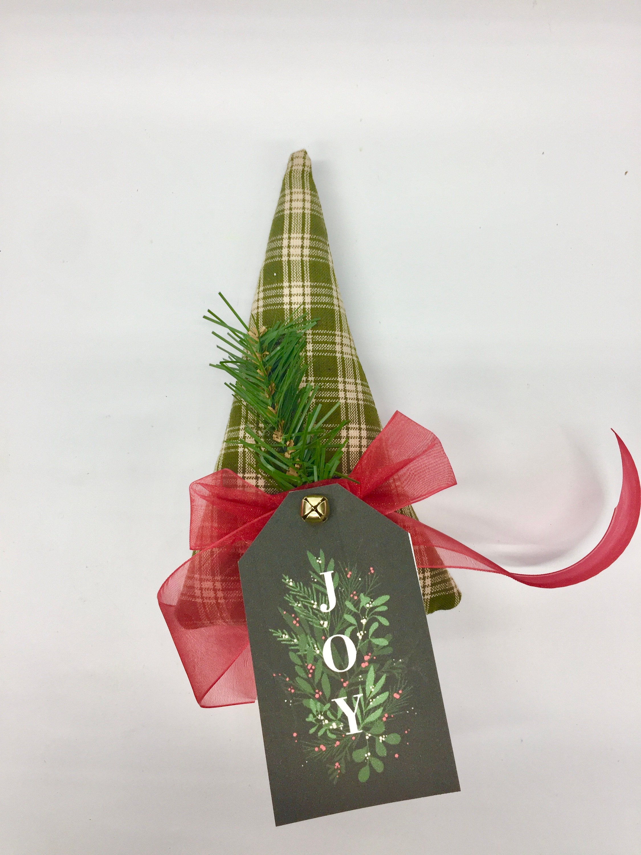 Primitive Christmas Tree Ornament | Folk Art Tree Bowl Filler | Fabric ...