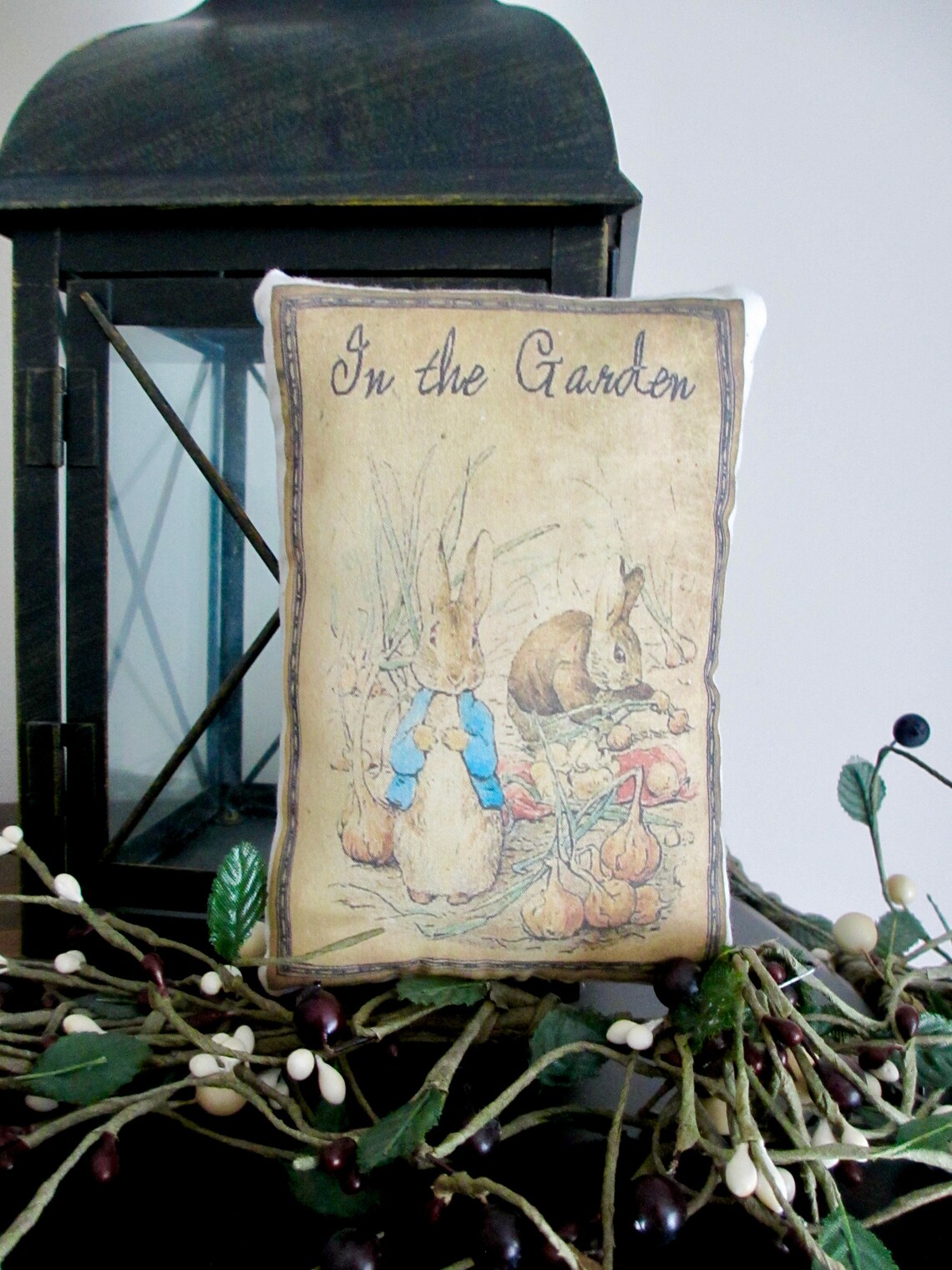 Beatrix Potter Nursery Decor | Rustic Mini Pillow | Easter Tiered Tray ...